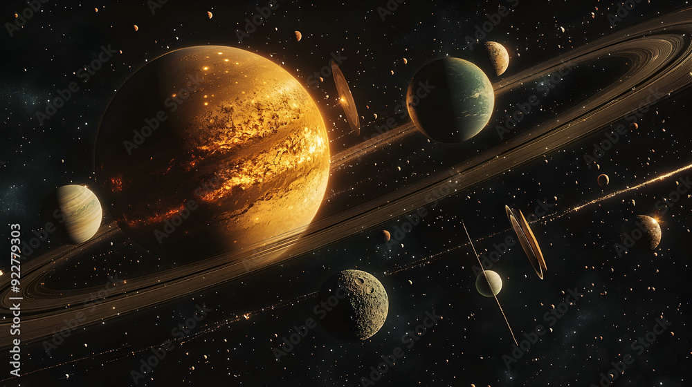 Solar System Wonders: Planets and Moons - A detailed depiction of the ...