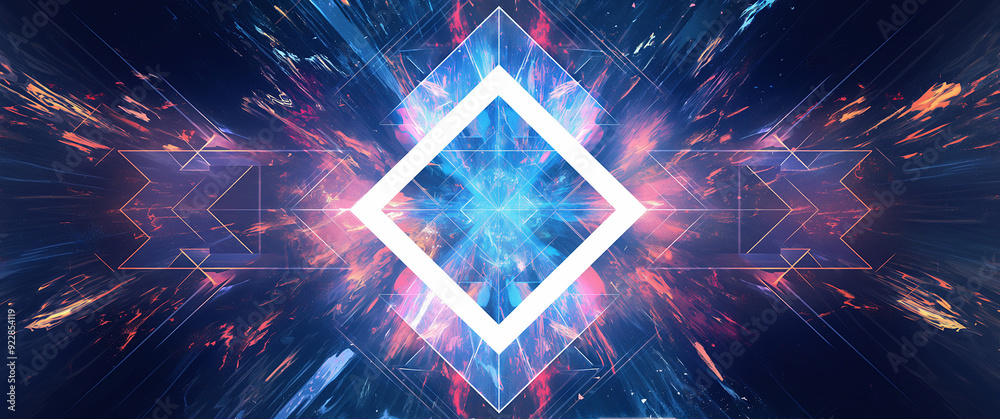 Cyberspace abstract image in anime or game style, acrylic, spiritual ...