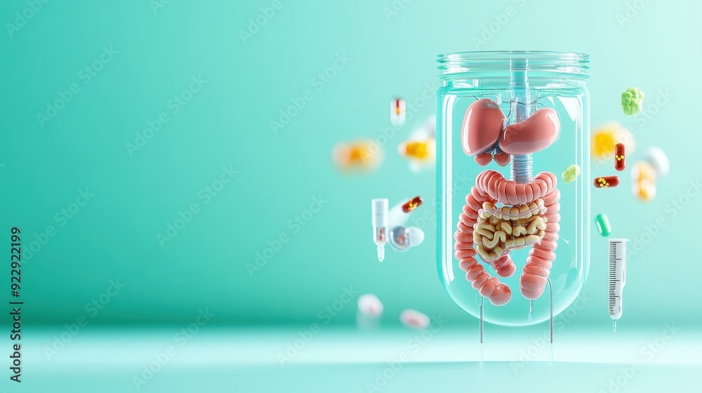 Vibrant 3D Cartoon Digestive System Model with Gastrointestinal ...