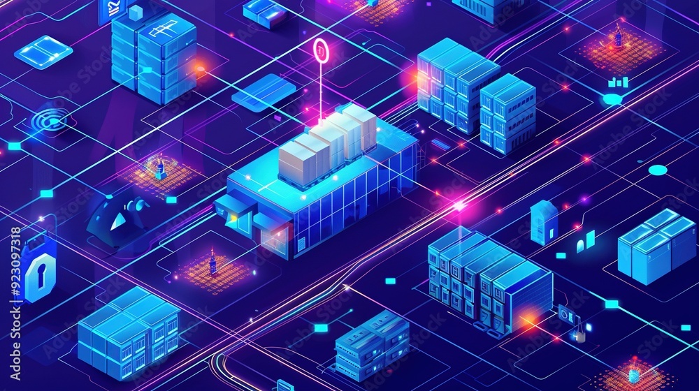 Isometric Illustration of a Smart Warehouse Management System with ...