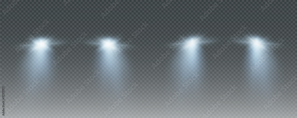 Realistic car headlights. Train moving effect, vector bright lights on ...