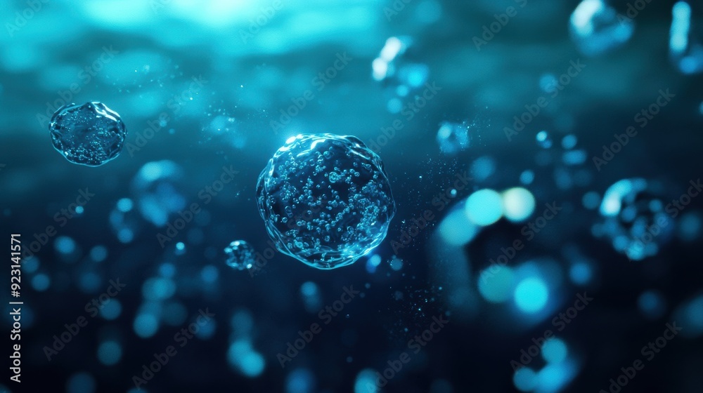 Microscopic plankton float in a vast ocean, visually representing the ...