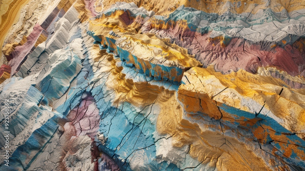 Vibrant and colorful rock stratification showcasing natural geological ...