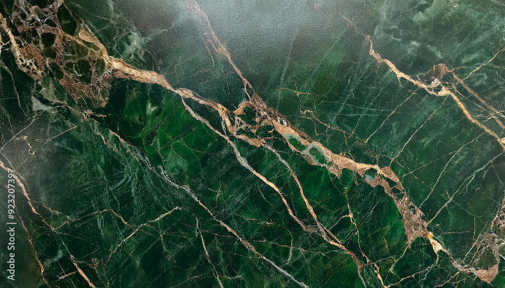 Texture of dark green and olive marble for tabletop with light lines of ...