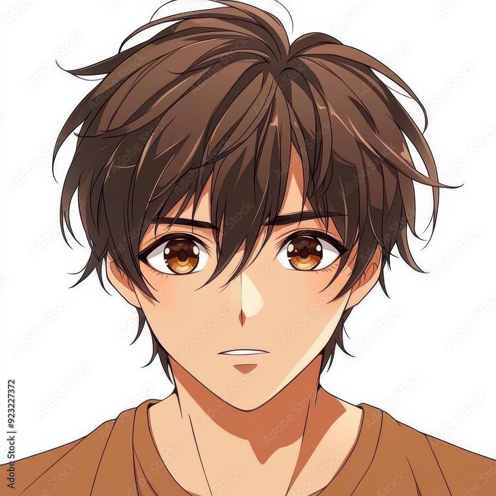 Discover the charm of a hot anime guy with stunning brown eyes, perfect ...