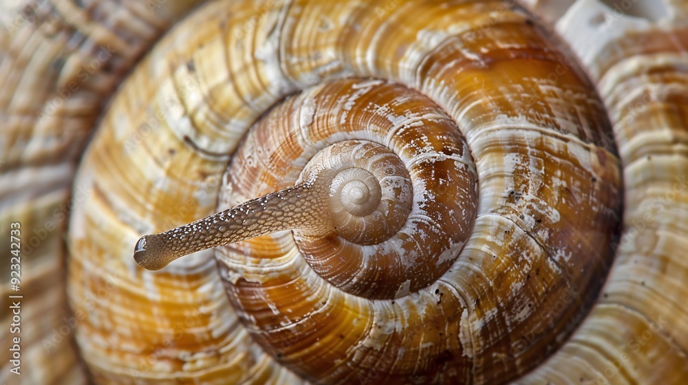 Foto de Stock Ultra-clear photograph of a snail is shell showing ...