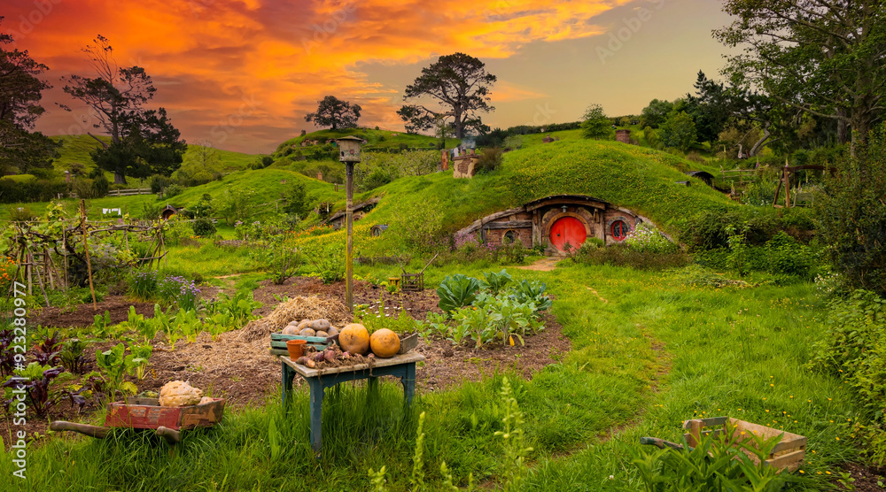 MATAMATA- NEW ZEALAND -NOVEMBER -2- 2022: Hobbiton - movie set created ...