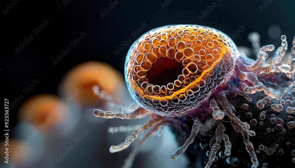 Plankton in microscopic view, 3D rendering, detailed textures ...