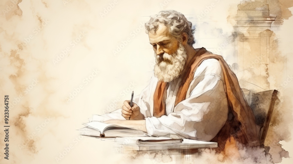 Illustration of Writing of St. Paul the Apostle in 1st-Century Church ...