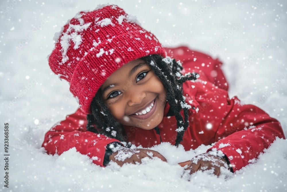 Diverse Children Winter. Authentic African-American Girl Enjoying ...