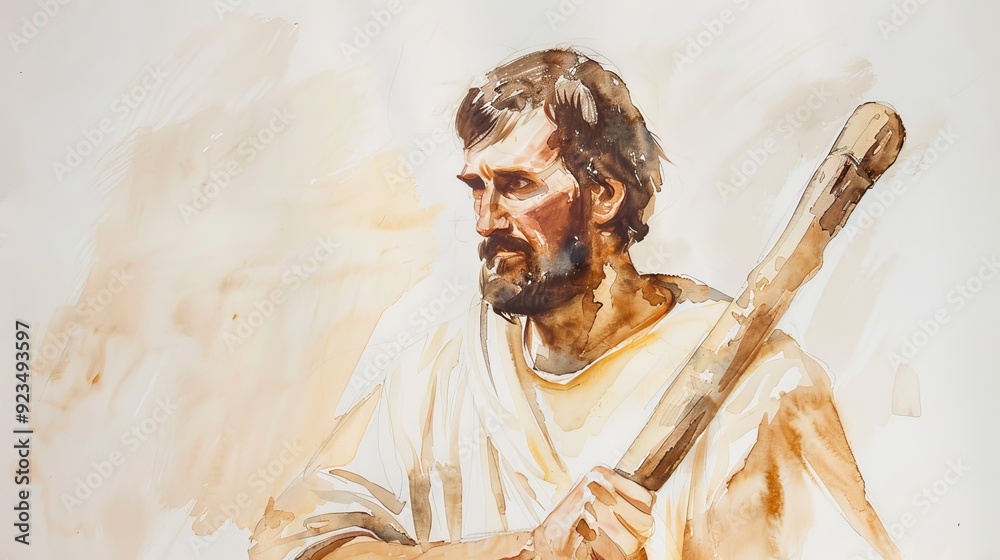 Biblical Illustration of Apostle James the Less Holding Fullers Club on ...