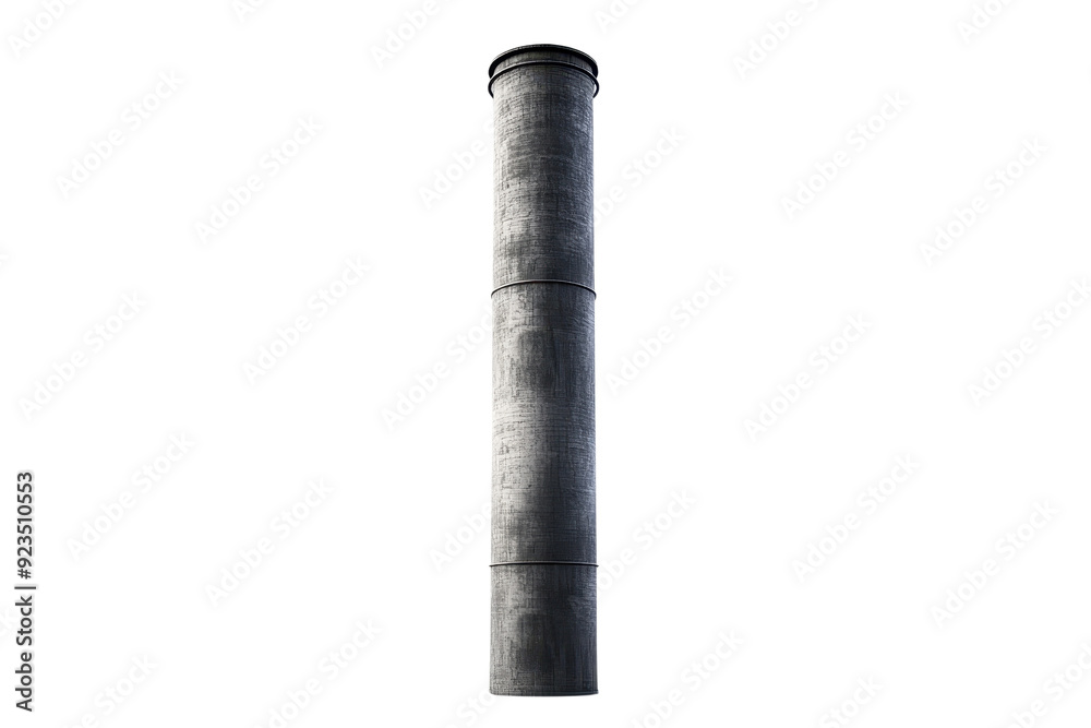 Vertical metal chimney isolated on transparent background. Tall ...