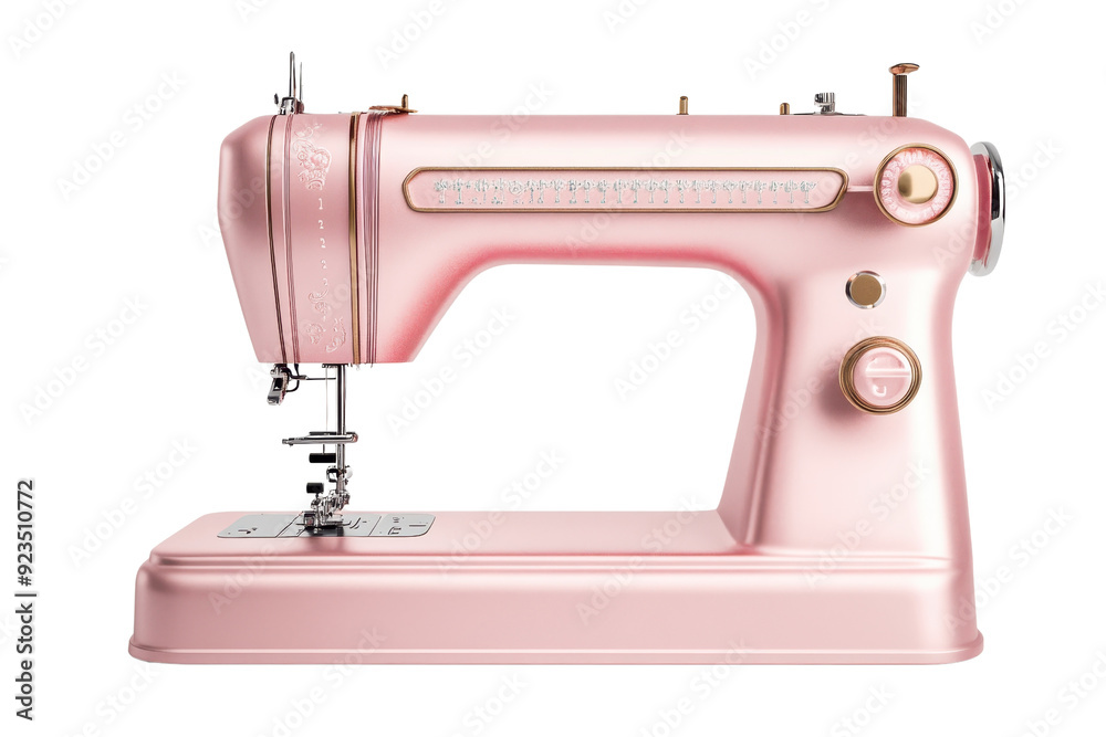 Vintage pink sewing machine on transparent background. Classic design ...