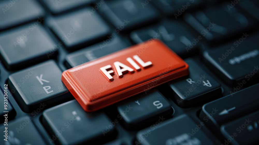 Failure Key on a Keyboard, a striking orange key labeled FAIL stands ...