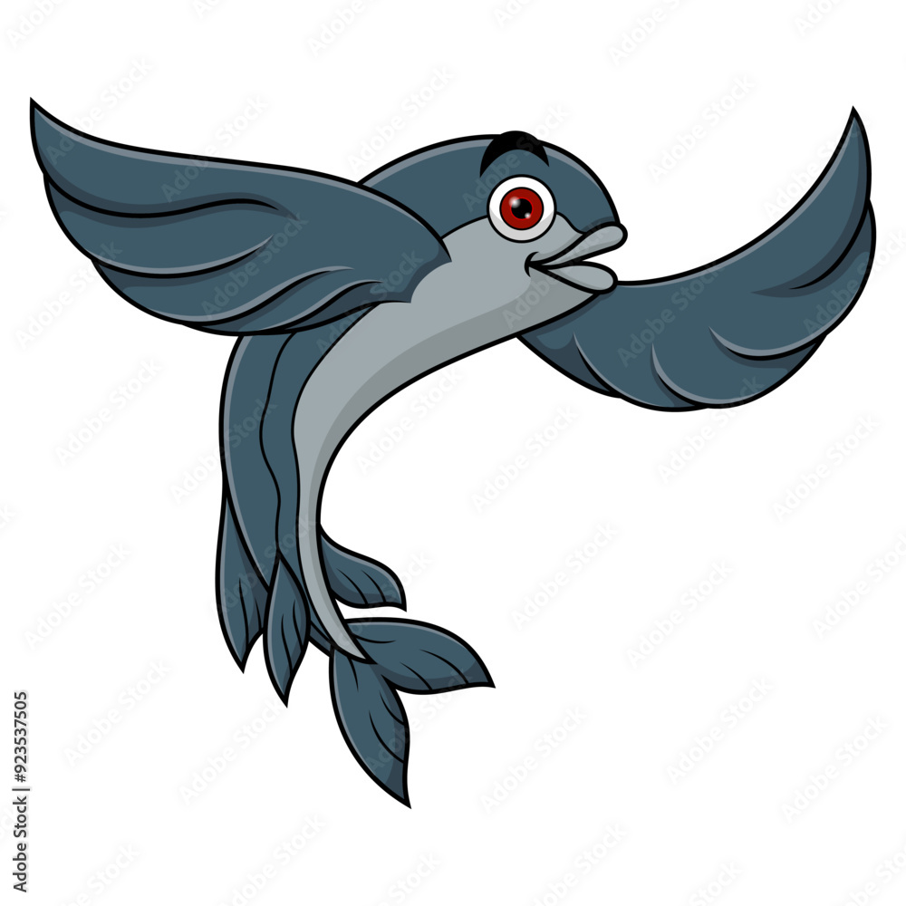 Cartoon flying fish on white background Stock Vector | Adobe Stock