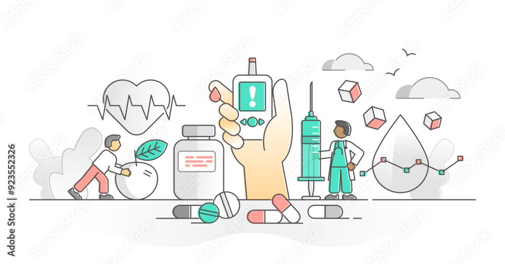 Vector de Stock Diabetes as blood sugar level control with insulin ...