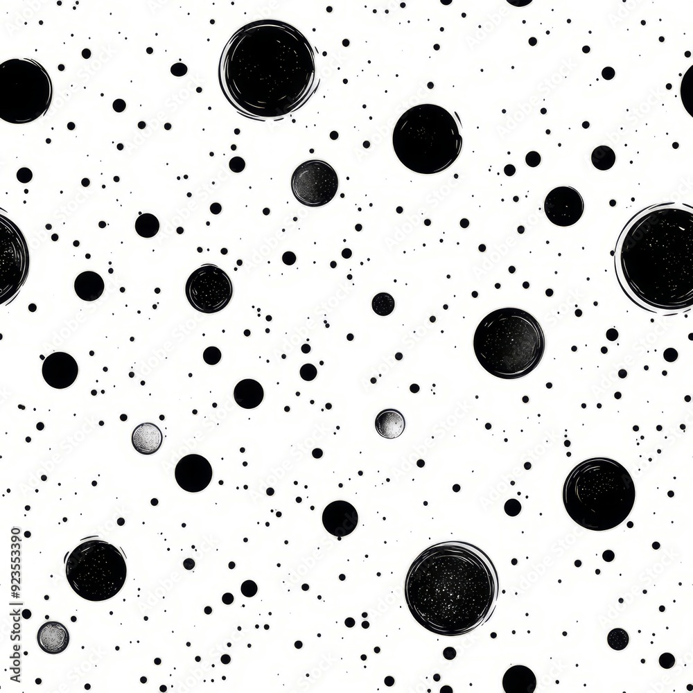Seamless style, Spotted dot pattern with black dots on a white ...