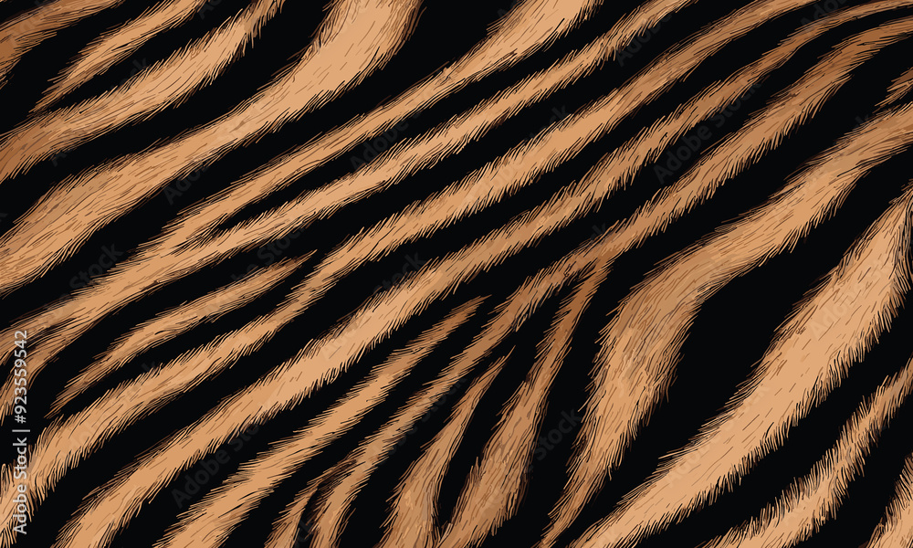 Tiger Skin Pattern Vector Illustration In Vibrant Colors. Animal ...