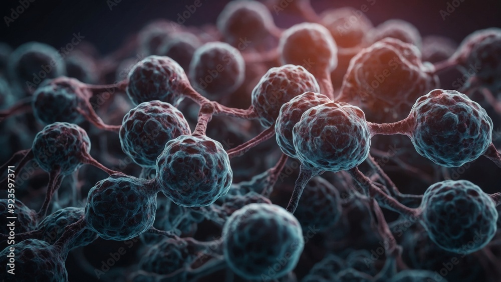 An image of thyroid cells with distinct borders and varying sizes ...
