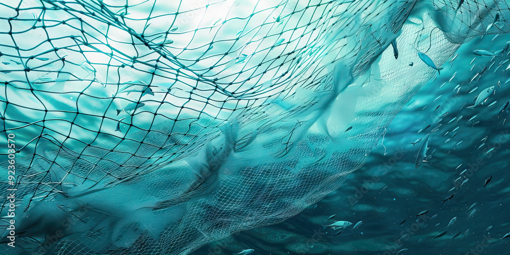 Overfishing is the empty net of depletion, depleting marine life and ...