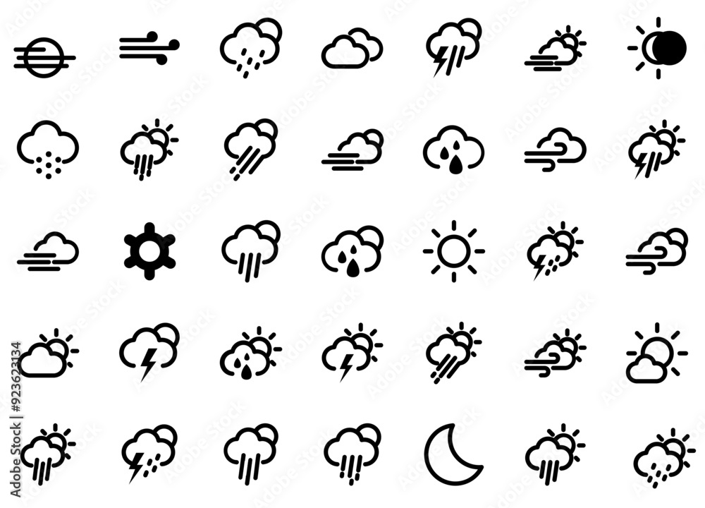 Mega Set Of Vector Weather Vector Symbols Apps, Websites Ui Designs ...