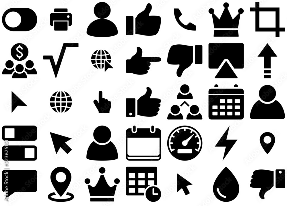 Mega Set Of Vector Ui Heavy Gly Icons Collection Isolated Silhouette ...