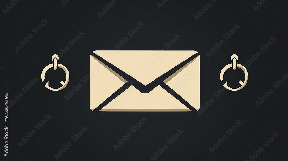 Phishing attack, email icon with hooks, minimalist vector design, black ...
