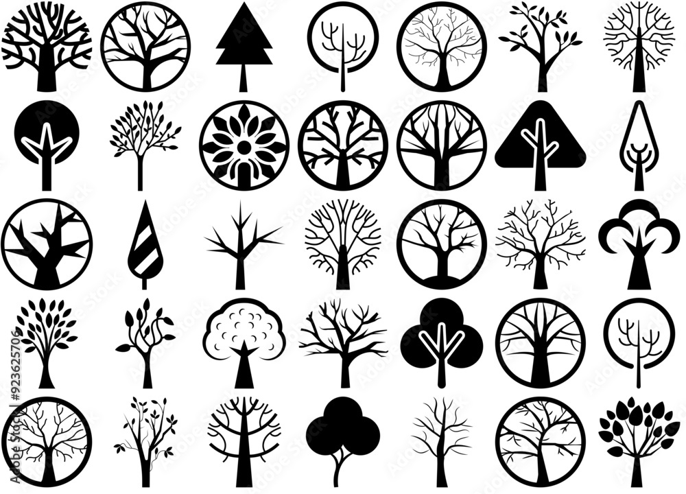 Set Of Tree Symbols Icon Pack Vector Symbols Apps, Websites Ui Designs ...
