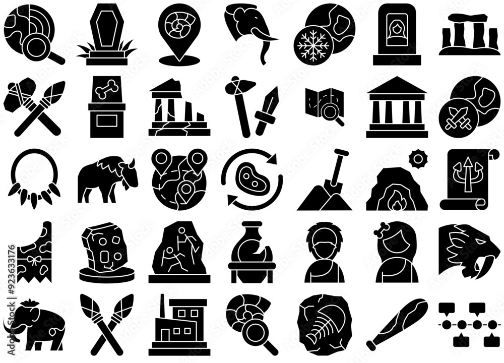 Set Of Prehistoric Vector Symbols Apps, Websites Ui Designs Suitable ...