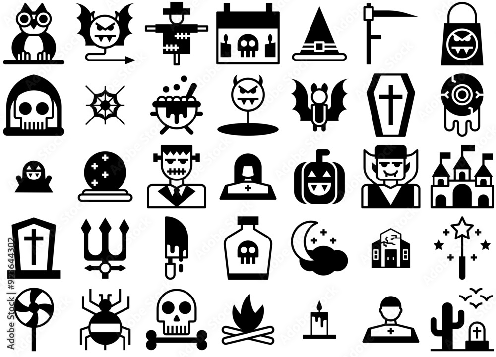 Set Of Linear Halloween Vector Symbols Apps, Websites Ui Designs ...