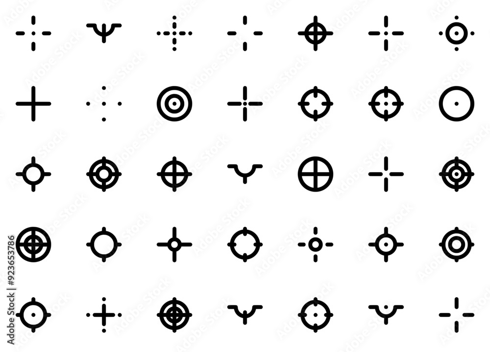 Mega Set Of Vector Crosshair Icons Collection Isolated Silhouette Solid ...