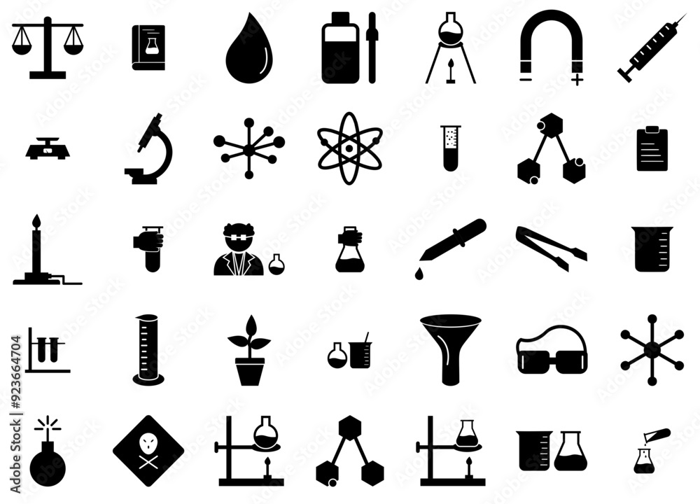 Set Of Linear Chemistry Vector Symbols Apps, Websites Ui Designs ...