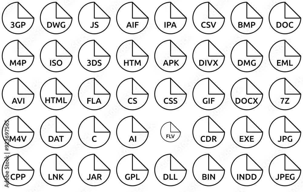 Set Of Linear File Formats Circular Strokes Vector Symbols Apps ...