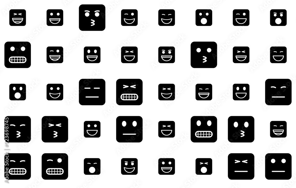 Set Of Linear Emoticons Icons Web Header Banner Design Containing Happy ...