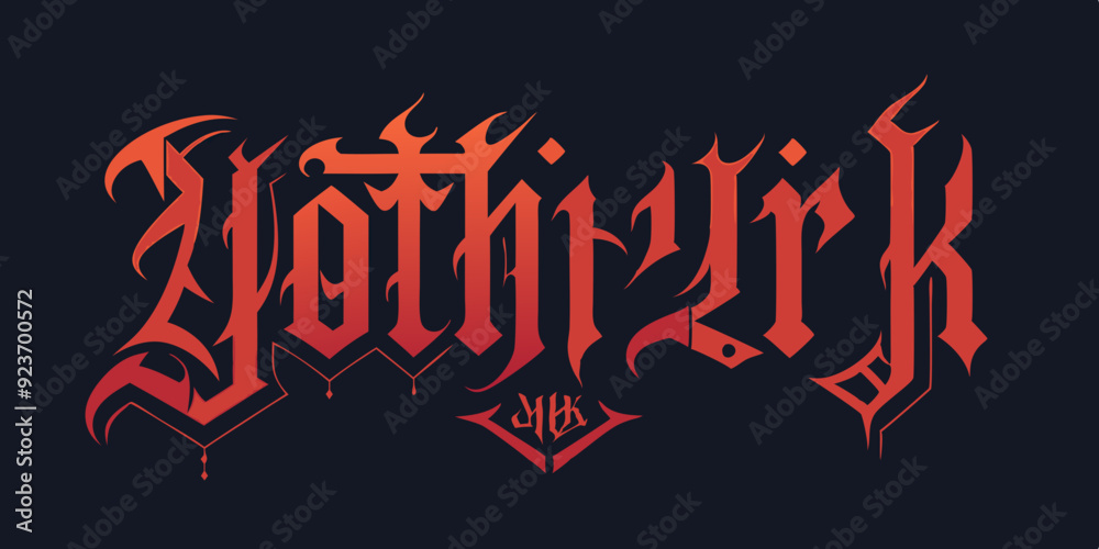 Gothic font, dark tattoo y2k alphabet, medieval letter typography print ...