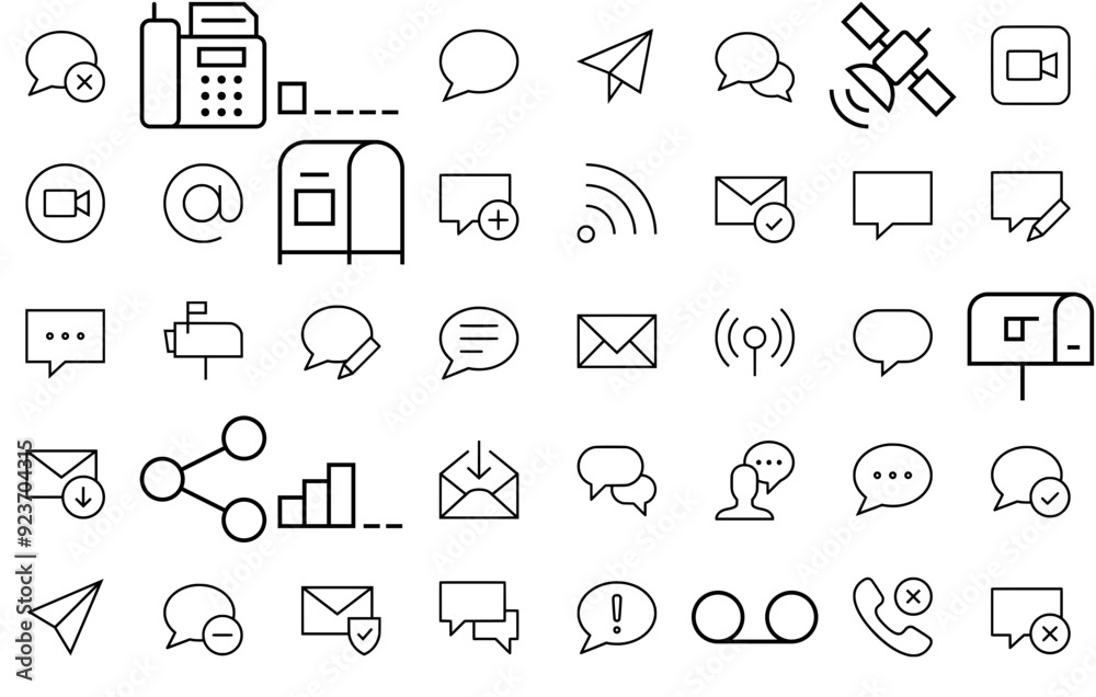 Set Of Linear Communication Vector Symbols Apps, Websites Ui Designs ...