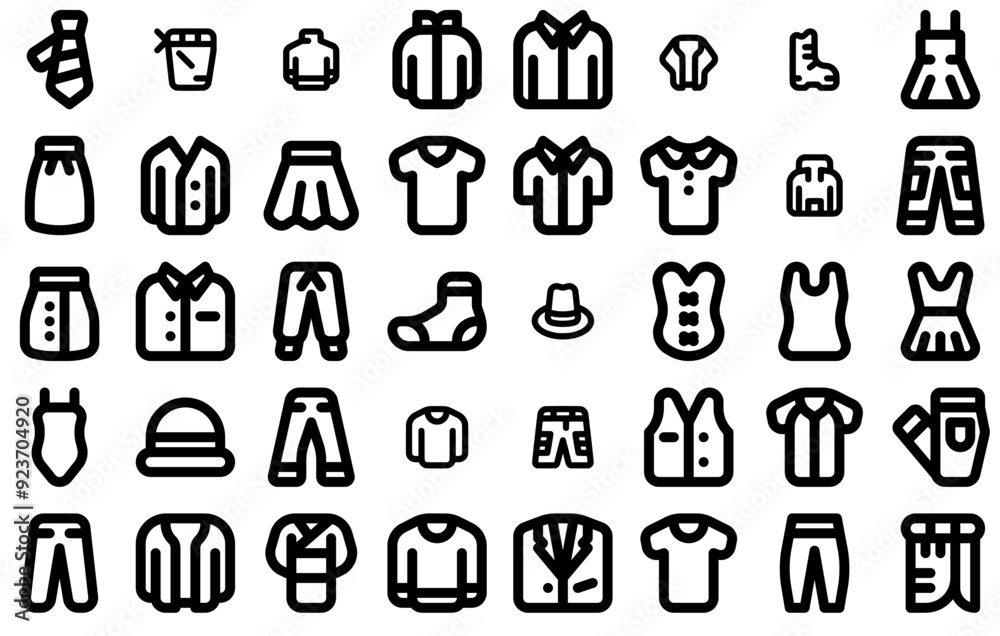 Set Of Linear Clothes Vector Symbols Apps, Websites Ui Designs Suitable ...