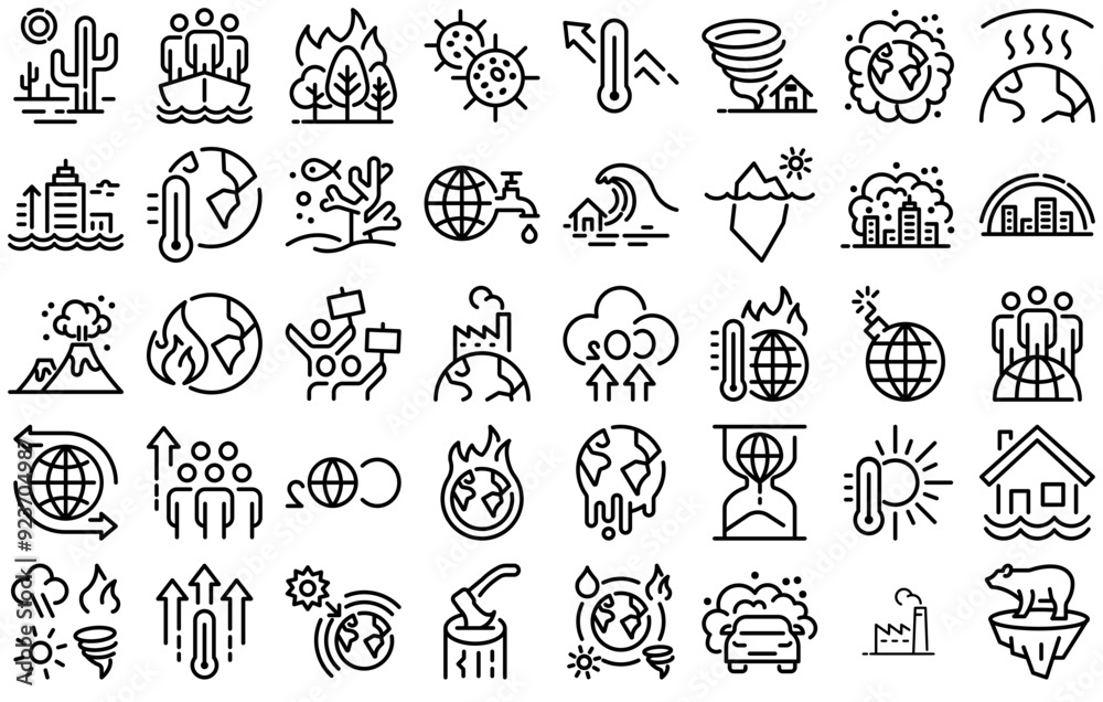 Mega Set Of Vector Climate Change Vector Symbols Apps, Websites Ui ...