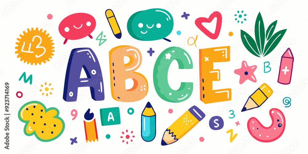 Doodle children font, cartoon funny alphabet, vector hand drawn ...
