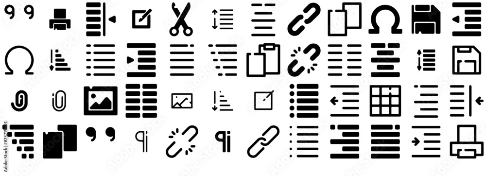 Set Of Linear Text Editor Vector Symbols Apps, Websites Ui Designs ...