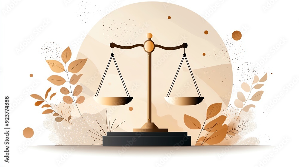 Elegant balance scale illustration symbolizing justice, fairness, and ...