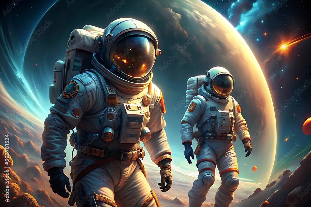 Astronaut explores space being desert mars. Astronaut space suit ...