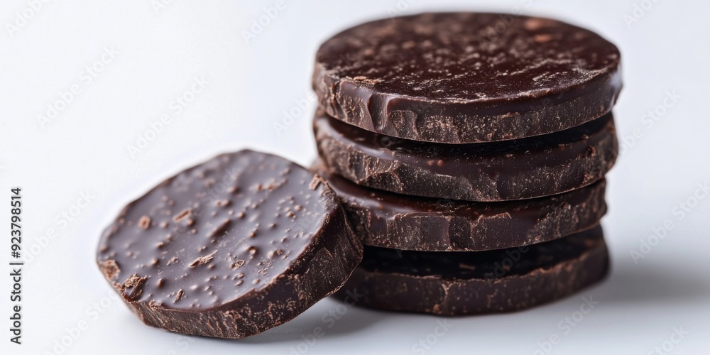 Stacked Delights: An Isolated Black Chocolate Buttons Tower on a Pure ...