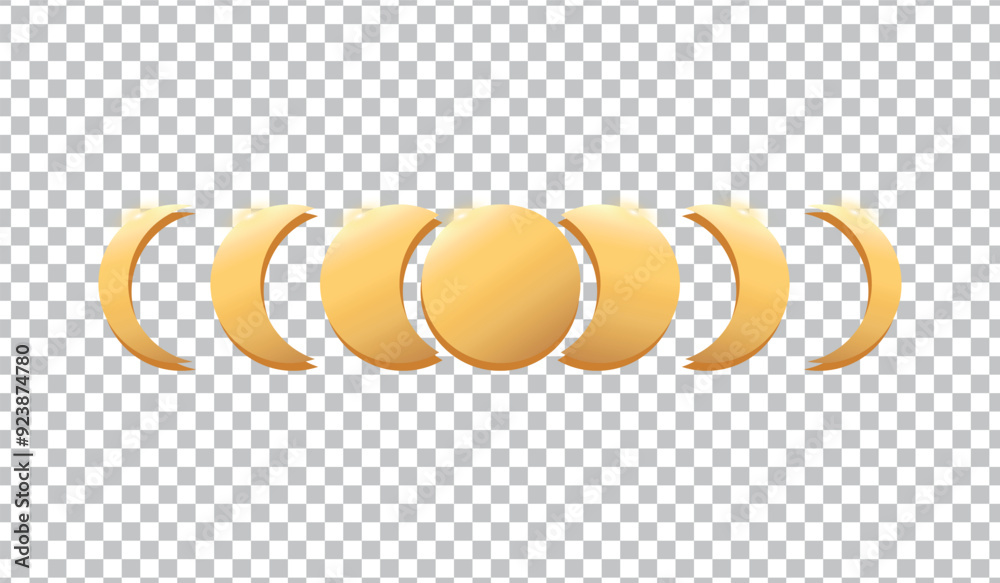 Shiny golden Moon phases symbol on a transparent background. Golden ...