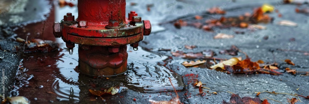 Fire hydrant repair work underway on a leaking unit. Stock Photo ...