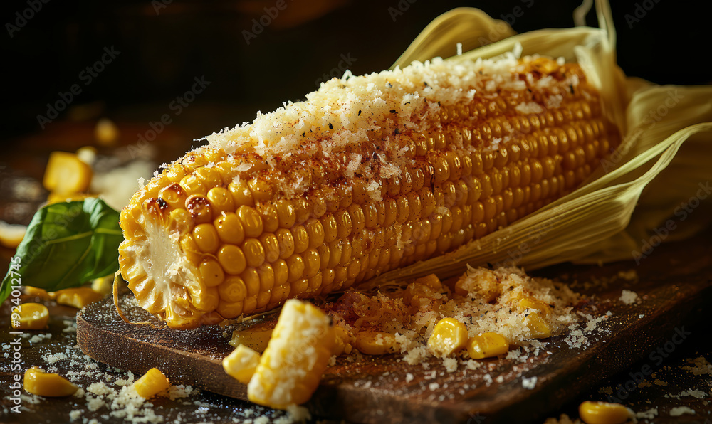 Roasted corn on the cob, coated in garlic butter and herbs Stock Photo ...