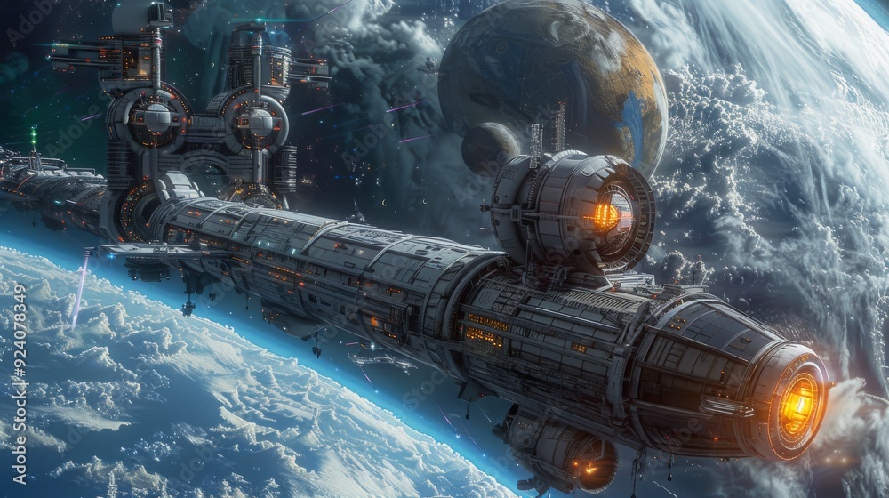 Space Exploration Technology: A depiction of futuristic spacecraft and ...