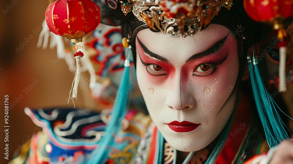 Photo Stock Traditional Chinese opera showcases costumes, makeup, and ...