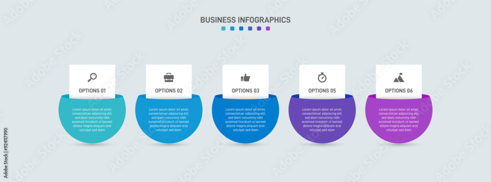 Horizontal progress bar featuring 5 arrow-shaped elements, symbolizing ...