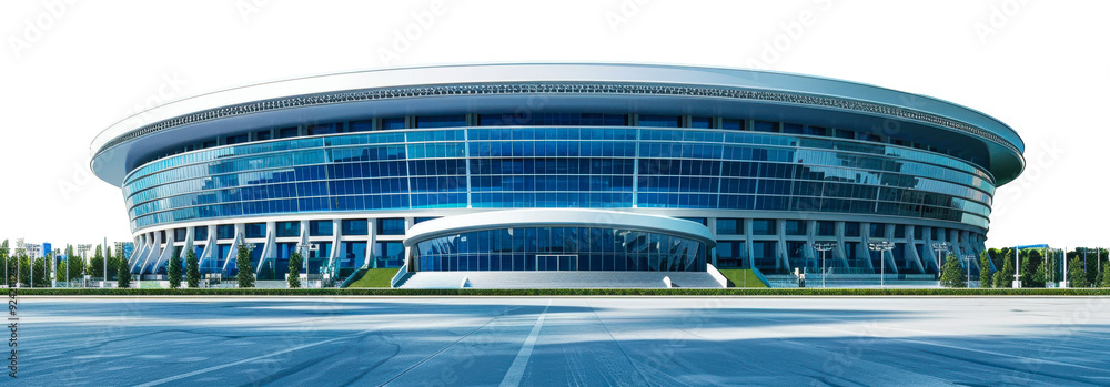 Modern glass stadium with futuristic design isolated on transparent ...